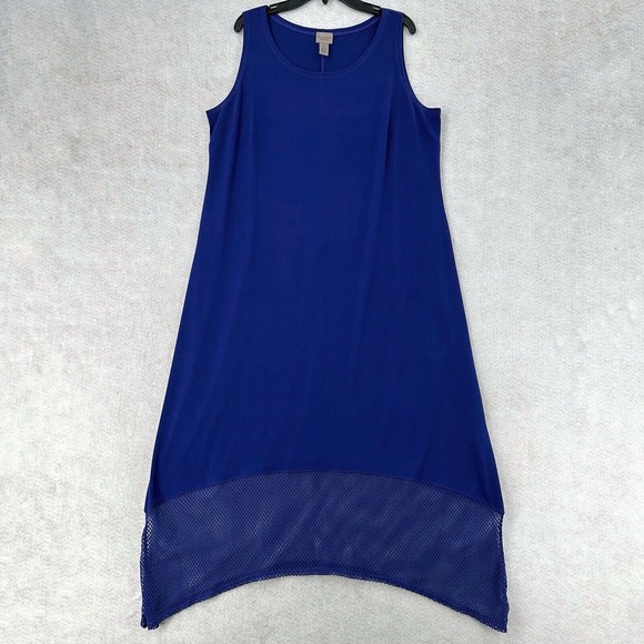 Chico's | Dresses | Easy Wear Chicos Dress Large Royal Blue Slinky Long ...
